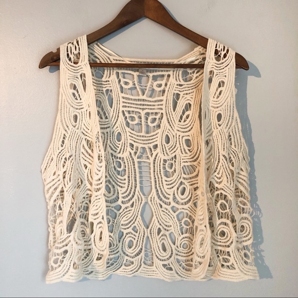 LC Lauren Conrad | Jackets & Coats | Lauren Conrad Cream Crochet Cotton ...